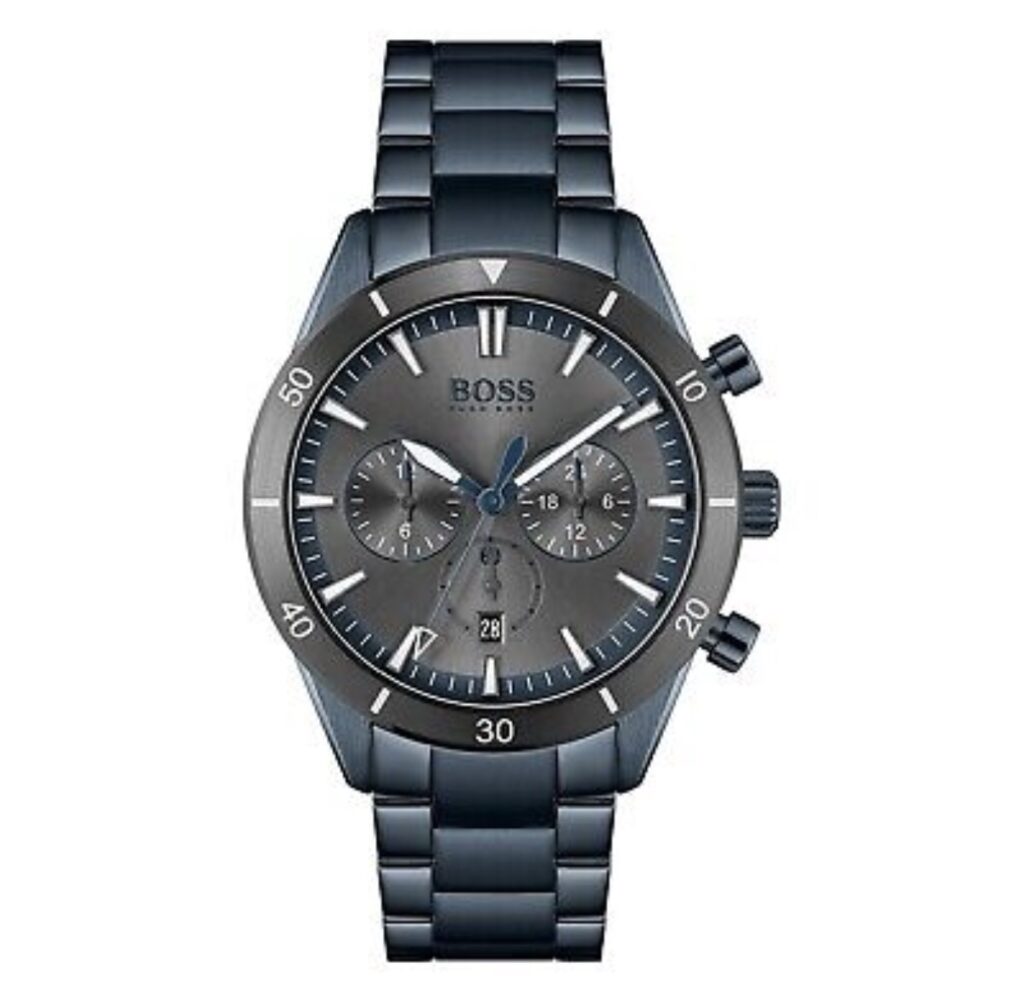 Hugo Boss Santiago 1513865 Men’s Chronograph Watch – Blue Steel & Grey ...